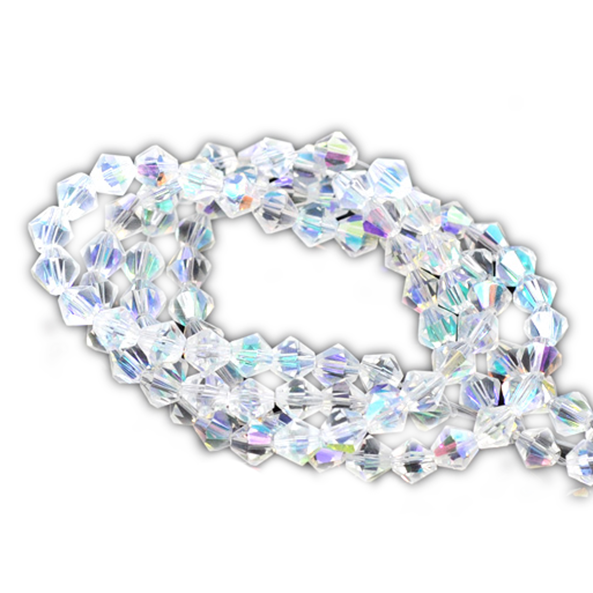 50 AB Glasperlen 6mm 30cm crystal Kristall Perlen Glasschliffperlen